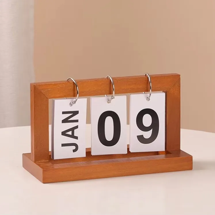 Eco Timber Multi-Face Calendar | Evergreen Desk Timepiece Station ...